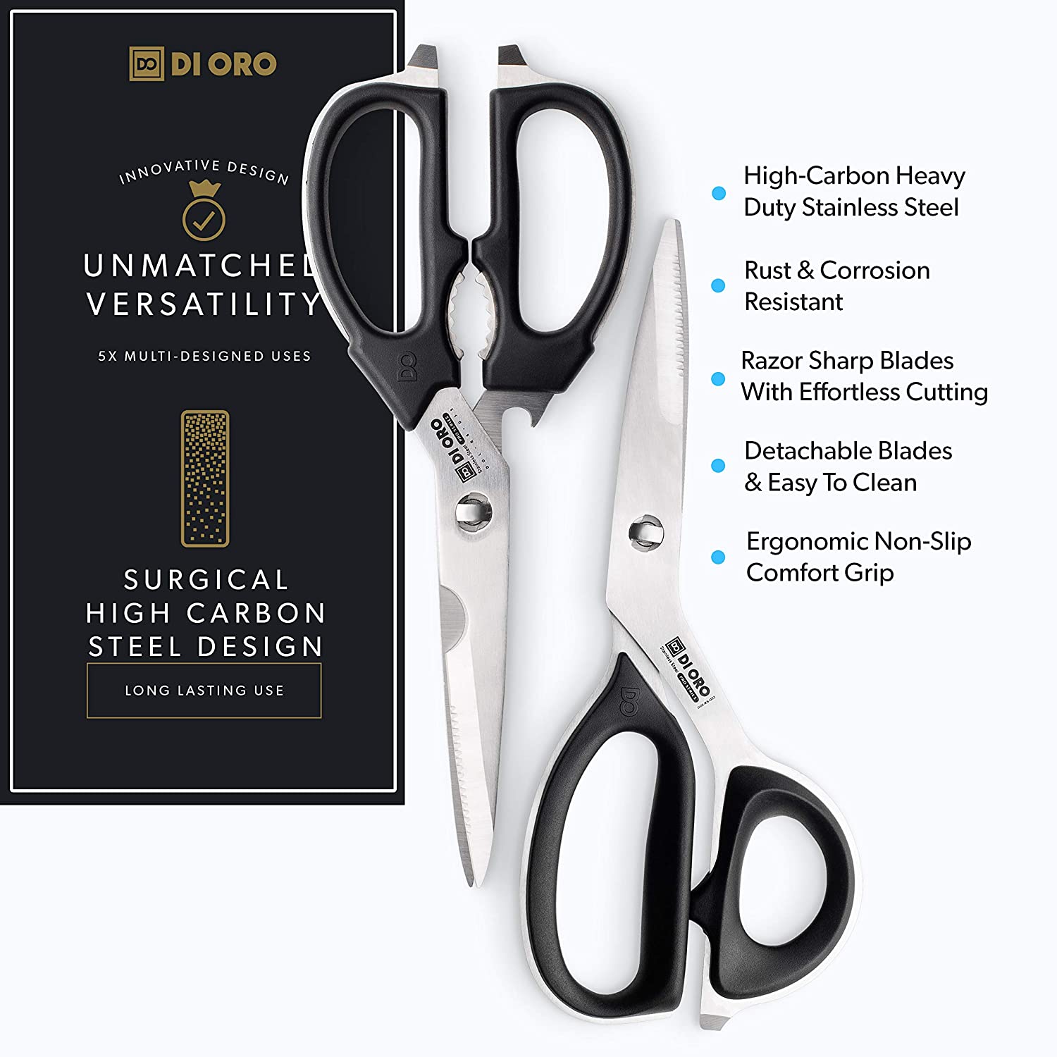 Stainless Kitchen Scissors Set – Sharp, Durable & Chemical-Free | DI ORO