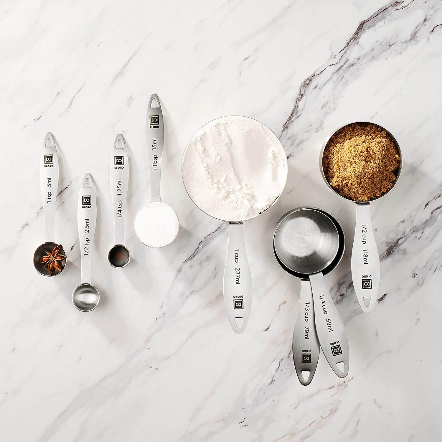 8-Piece 18/8 Stainless Steel Measuring Cup and Spoon Set– DI ORO