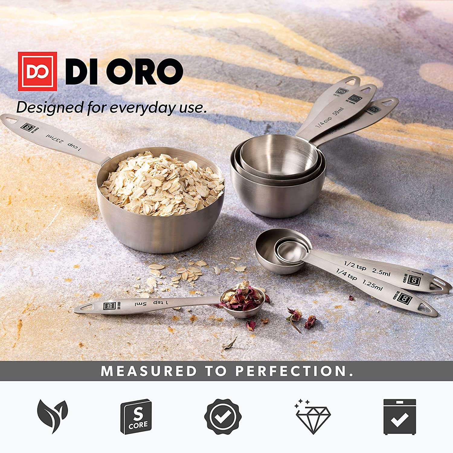 8-Piece 18/8 Stainless Steel Measuring Cup and Spoon Set– DI ORO