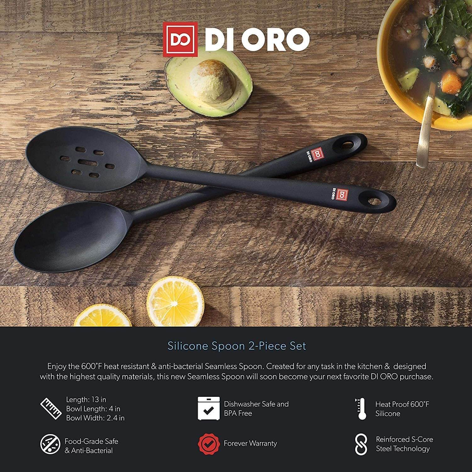 2-Piece Silicone Spoon Set for Safe Cooking– DI ORO