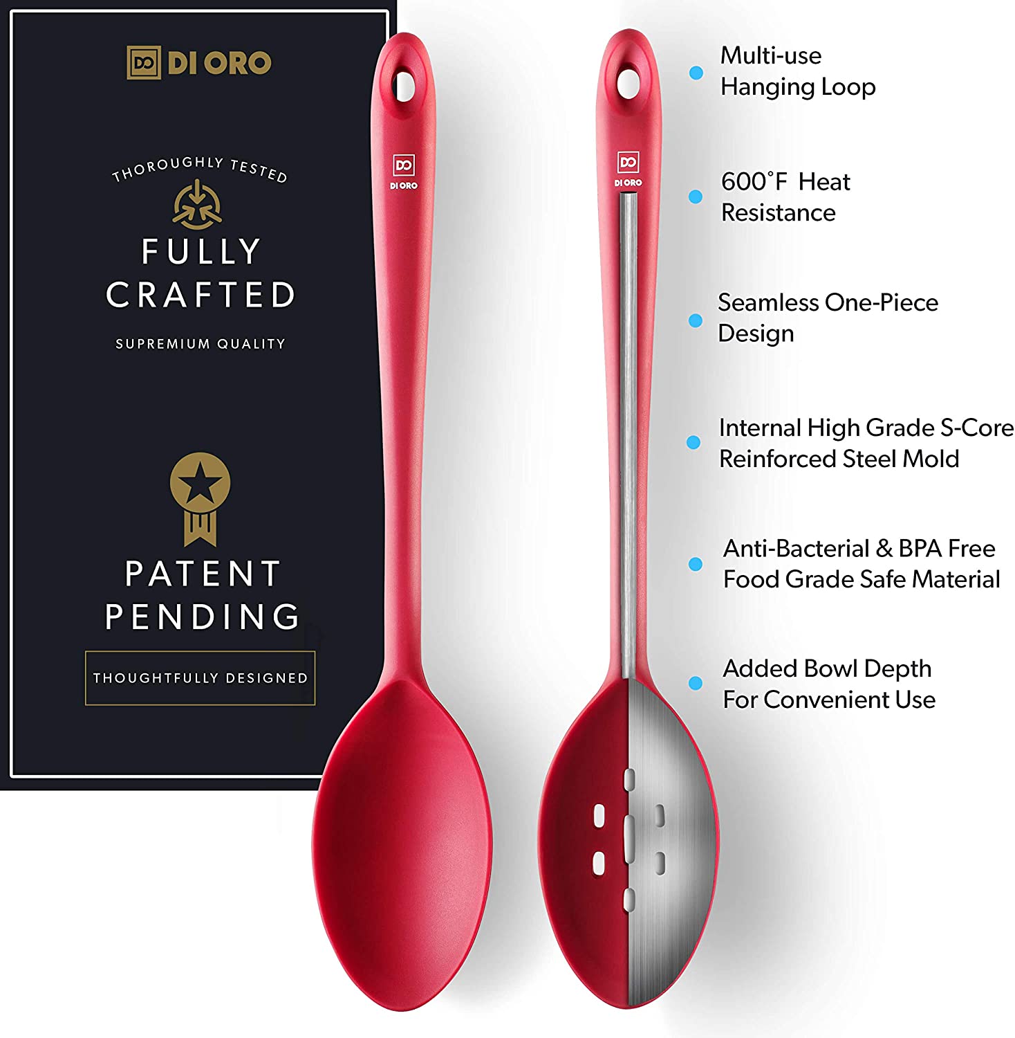 2-Piece Silicone Spoon Set for Safe Cooking– DI ORO